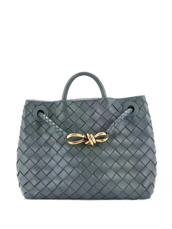 Bottega Veneta Andiamo Top Handle Bag Intrecciato Nappa Small Satchel - Green