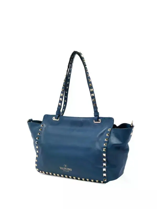Valentino Garavani 2000-2017 Small Leather Rockstud Trapeze Satchel - Blue