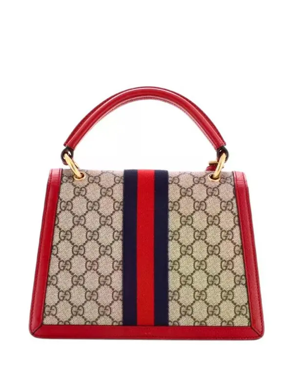 Gucci Queen Margaret Top Handle Bag Gg Coated Canvas With Leather Small Satchel - Red