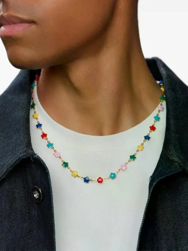 NIALAYA JEWELRY Enamel Clover Necklace - Gold