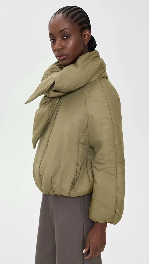 MEIMEIJ Cropped Quilted Scarf Collar Puffer Jacket