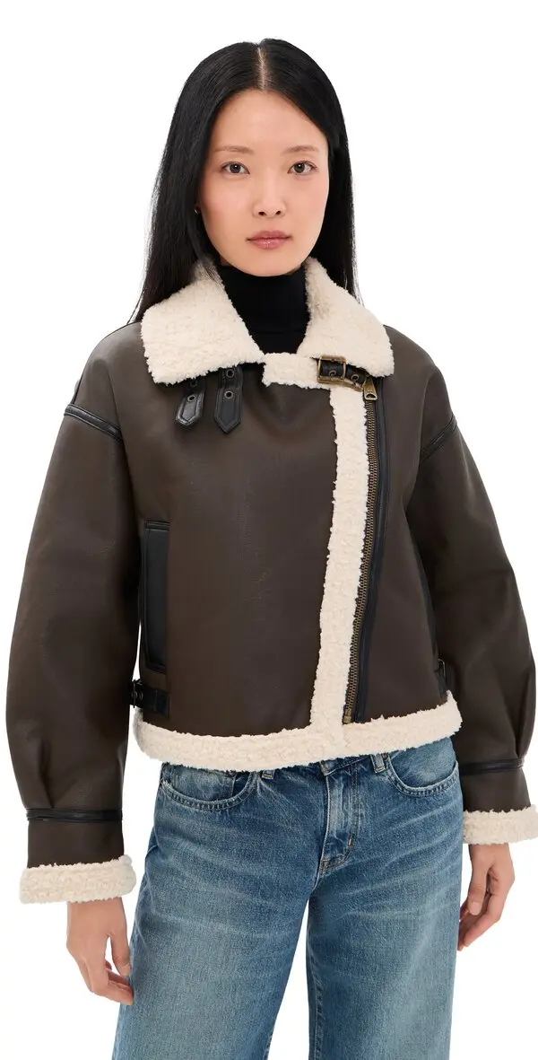 Alpha Industries Grove Relaxed Fitmoto Faux Leather Jacket - Hickory