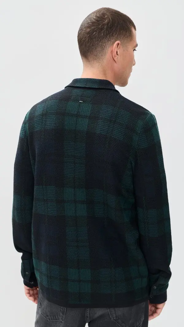 Rag & Bone Knit Plaid Dalton Full Button Sweater