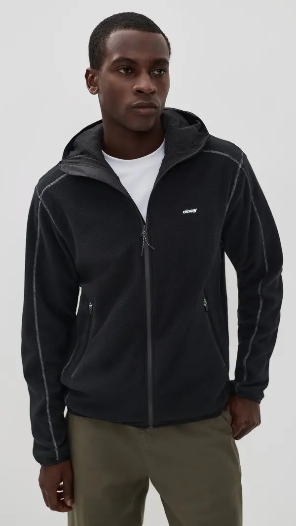 Obey Contrast Stitch Polar Fleece Jacket