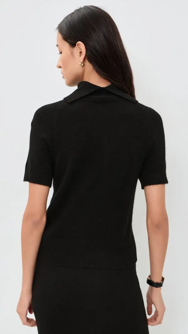 Splendid Tori Cashmere Short Sleeve Collared Sweater