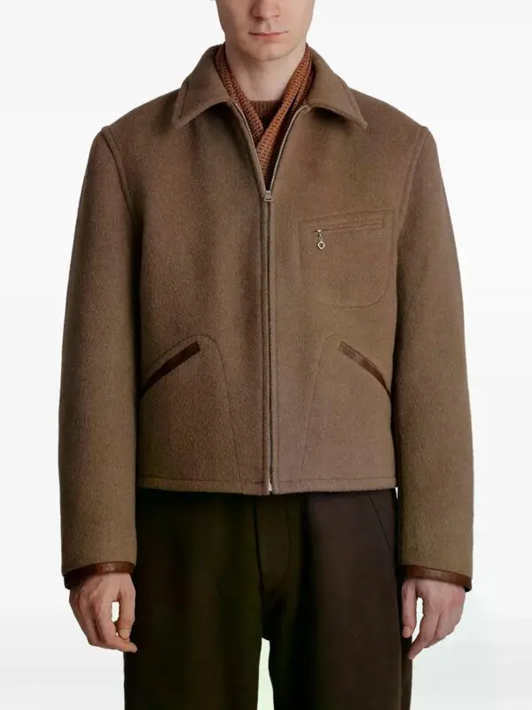 TAIGA TAKAHASHI Lot.332 Leather-trim Zip-up Shirt Jacket