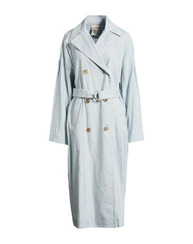 SEMICOUTURE Overcoat & Trench Coat Light Size Cotton, Linen, Elastane - Blue