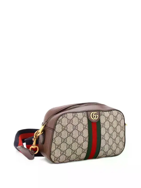 Gucci Ophidia Convertible Camera Bag Gg Coated Canvas With Leather Small Shoulder Bag