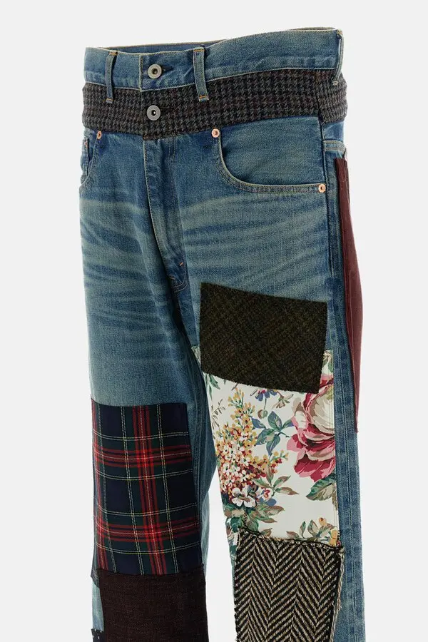 Junya Watanabe Pantaloni In Denim Con Lavorazione Patchwork