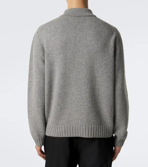 SAMAN AMEL Sander Cashmere Polo Sweater - Grey