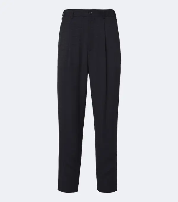 Giorgio Armani Pleated Jacquard Straight Pants - Black