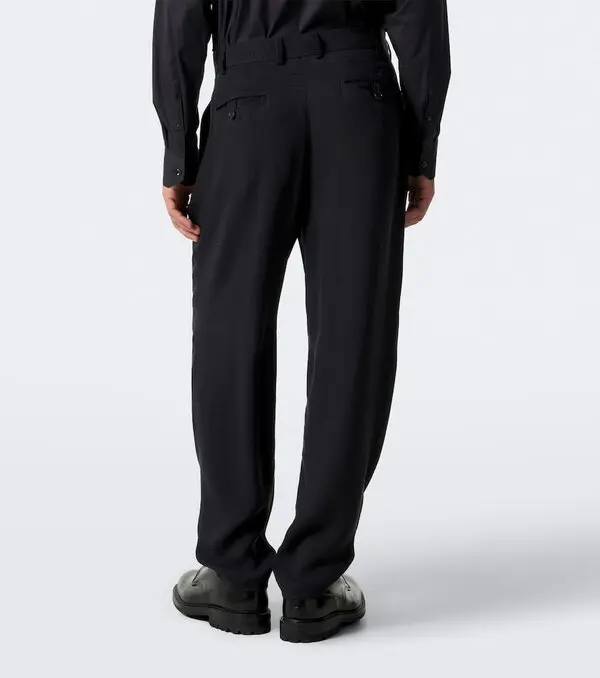 Giorgio Armani Pleated Jacquard Straight Pants - Black