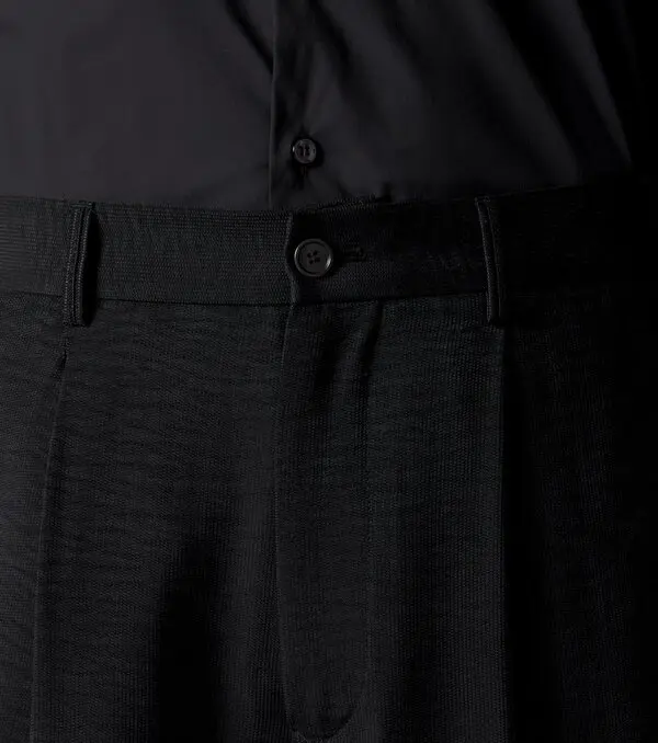 Giorgio Armani Pleated Jacquard Straight Pants - Black