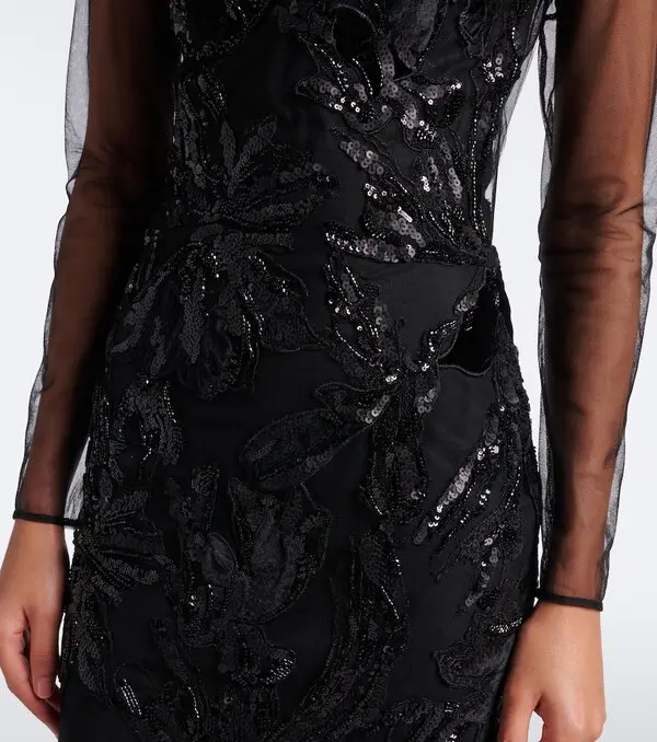 Costarellos Syndia Embellished Tulle Gown