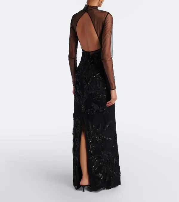 Costarellos Syndia Embellished Tulle Gown