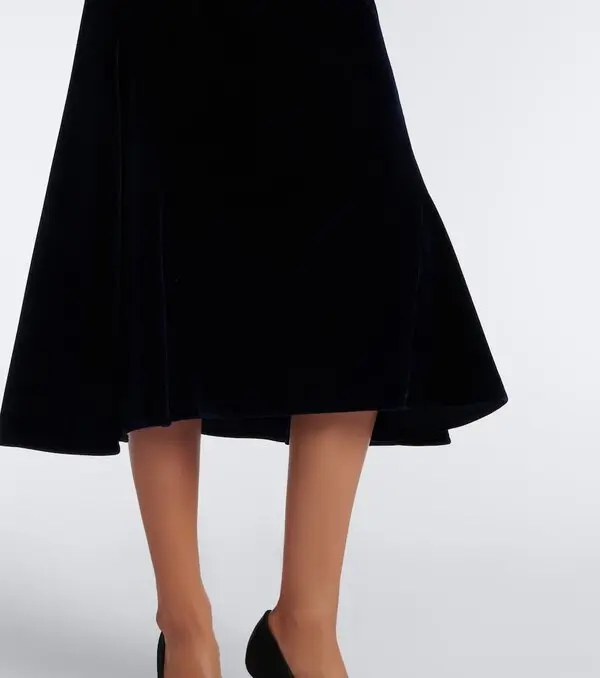 Erdem Embellished Cotton Velvet Midi Dress