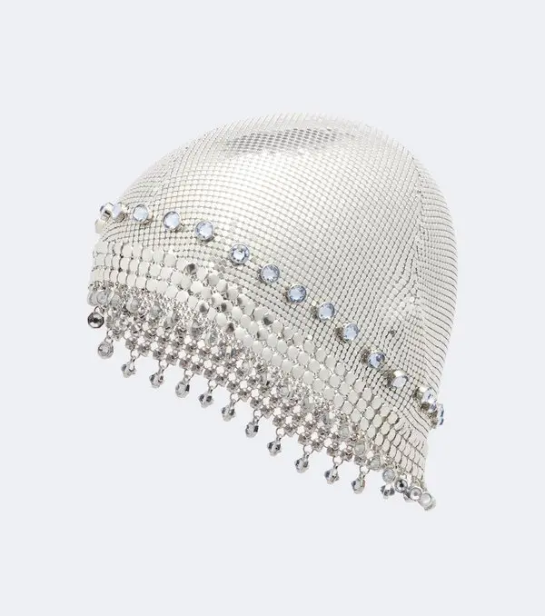 Rabanne Crystal-embellished Chainmail Beanie - Silver