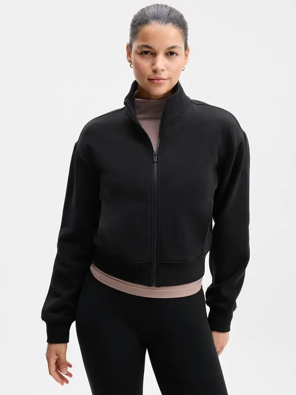 Athleta Forever Fleece Track Jacket - Black
