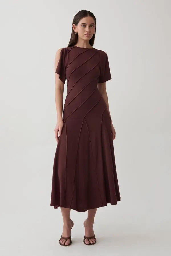 Meshki Lani Asymmetrical Knit Midi Dress