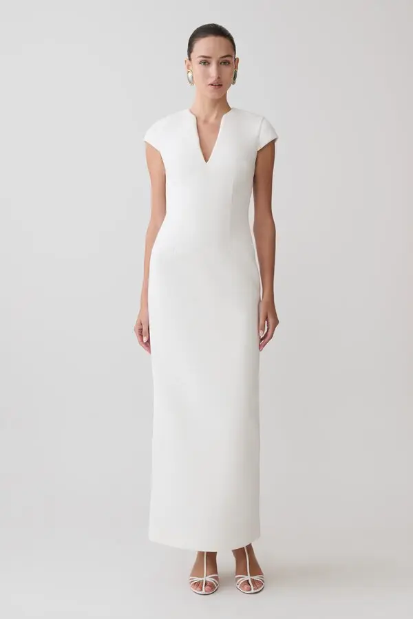 Meshki Briella V Neck Suiting Maxi Dress