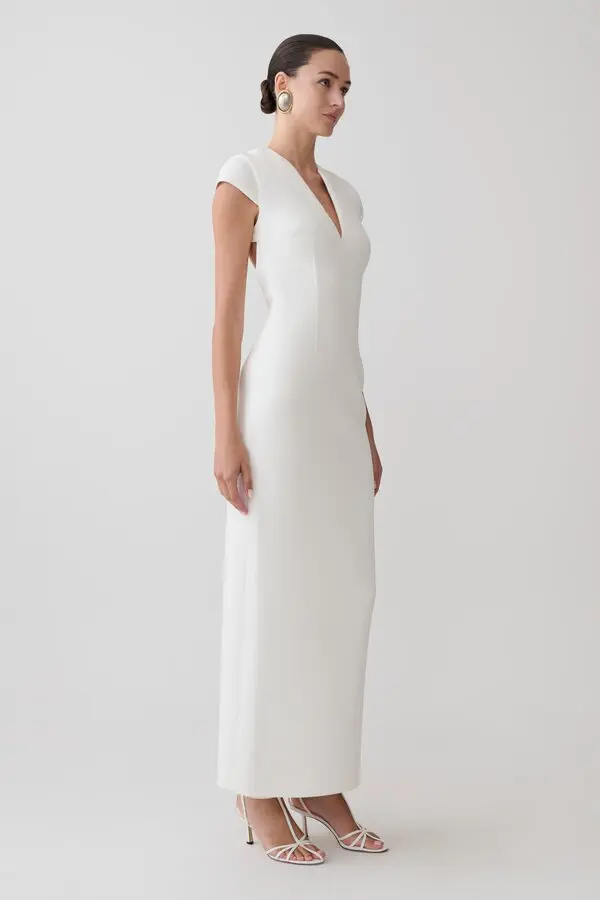Meshki Briella V Neck Suiting Maxi Dress