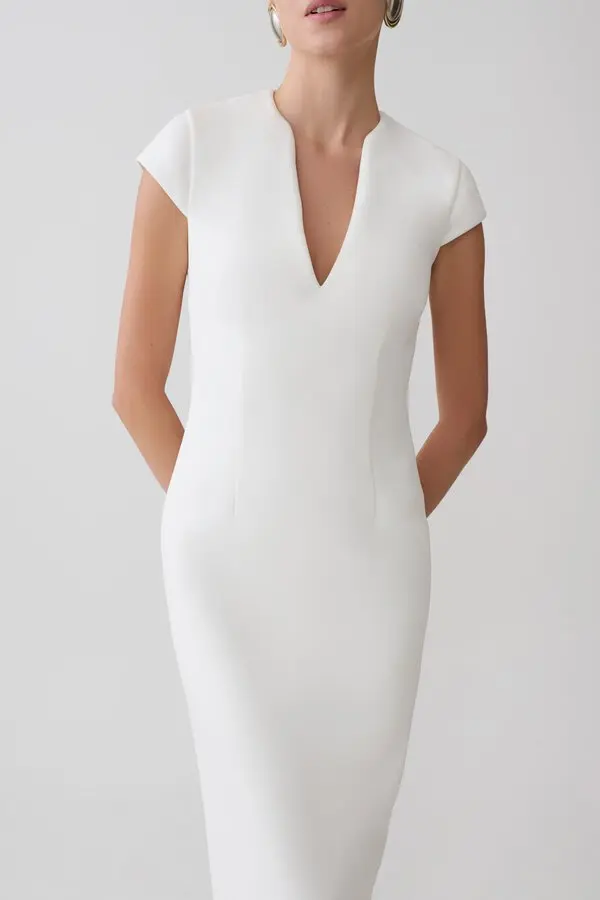 Meshki Briella V Neck Suiting Maxi Dress