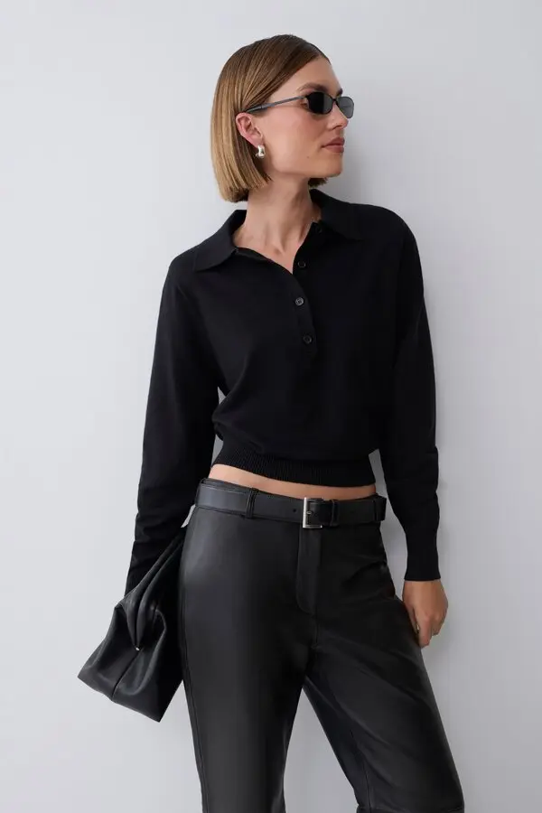Meshki Logan Knit Top With Shoulder Pads