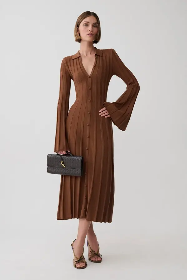 Meshki Maddie Long Sleeve Knit Midi Dress