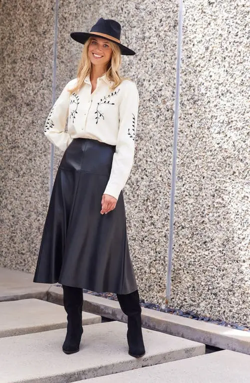 Karen Kane Embroidered Western Button-up Shirt