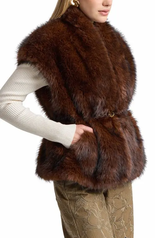 Avec Les Filles Belted Faux Fur Vest