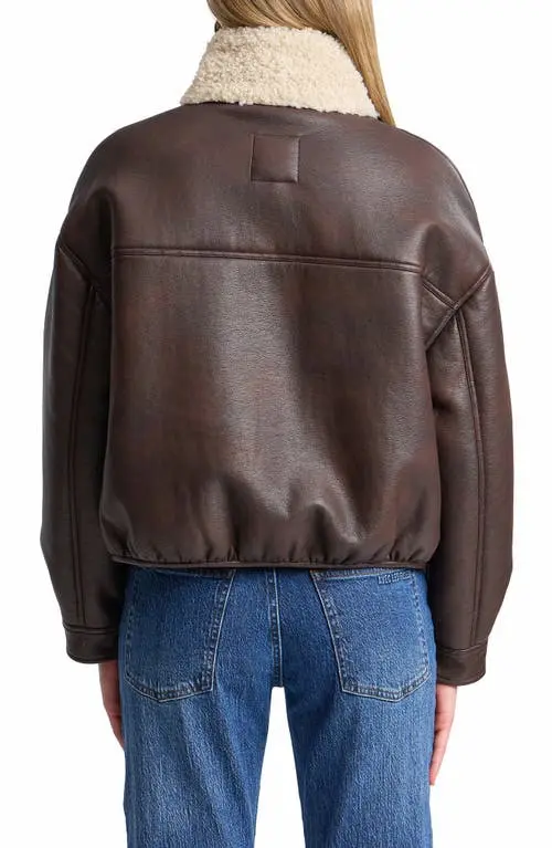 Avec Les Filles Faux Leather & Faux Shearling Cropped Jacket