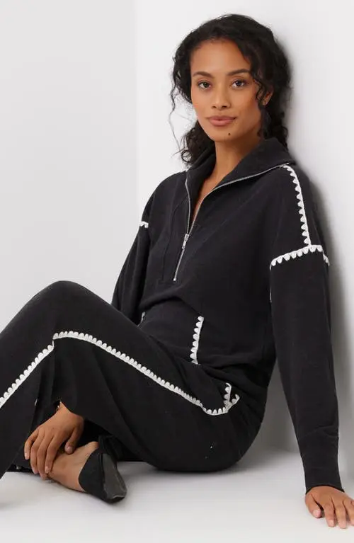Karen Kane Edge Stitch Half-zip Pullover Sweatshirt