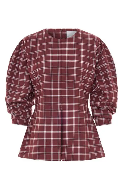 ALIGNE Janey Ruched Sleeve Plaid Top