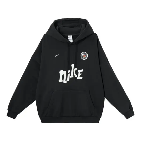 Nike Club Fleece Oversized French Terry Pullover Hoodie - Black