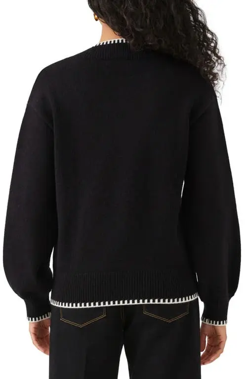 Karen Kane Varsity V-neck Contrast Stitch Sweater