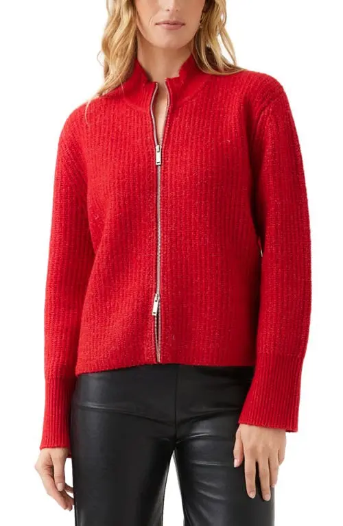 Karen Kane Mockneck Two-way Zip Sweater - Red