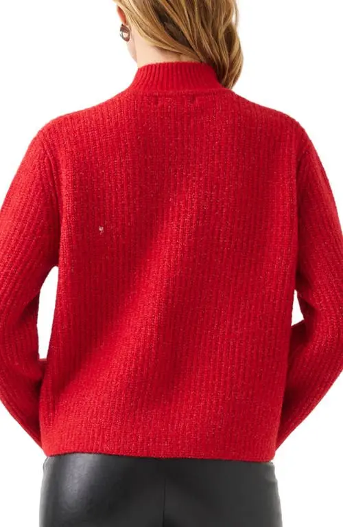 Karen Kane Mockneck Two-way Zip Sweater - Red