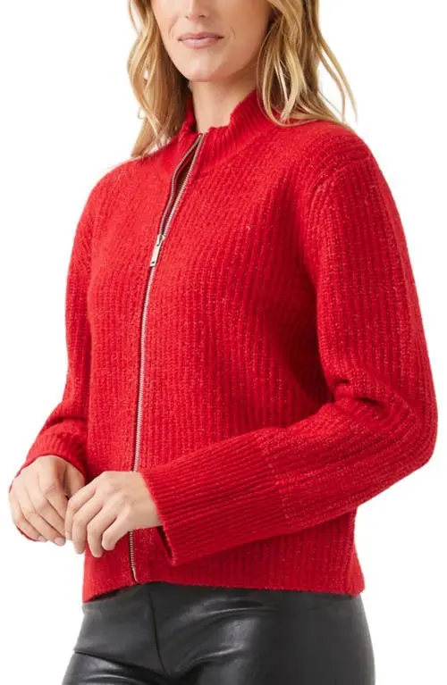 Karen Kane Mockneck Two-way Zip Sweater - Red