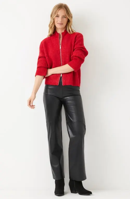 Karen Kane Mockneck Two-way Zip Sweater - Red