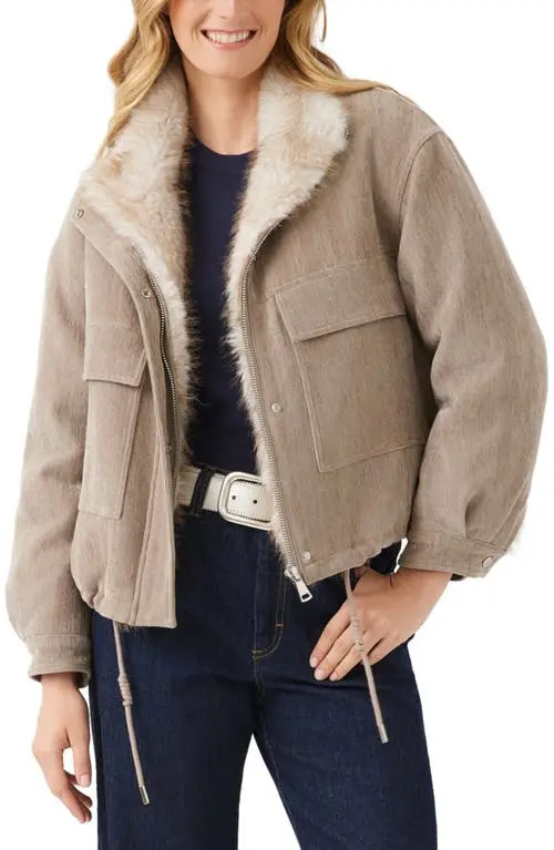 Karen Kane Faux Fur Trim Bomber Jacket