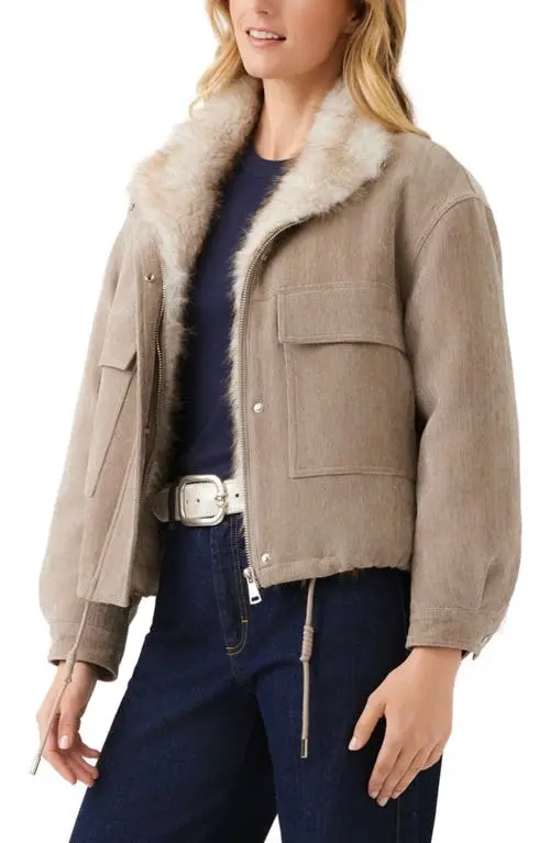 Karen Kane Faux Fur Trim Bomber Jacket