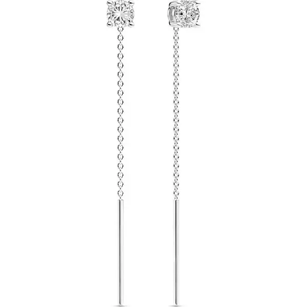 SIF JAKOBS JEWELLERY Princess Uno Lungo Cubic Zirconia Earrings - Silver