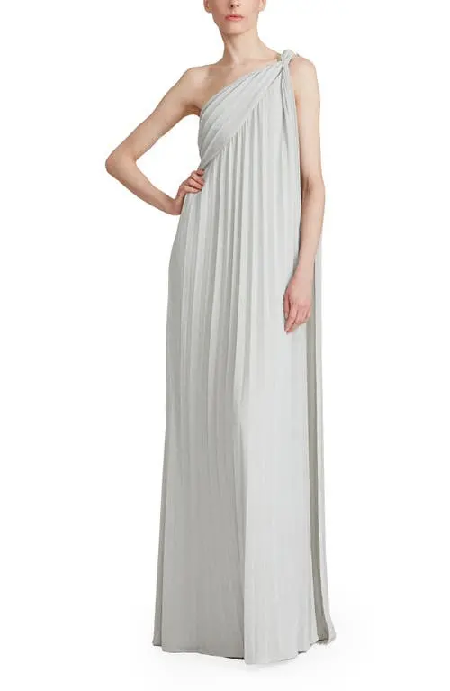 Halston Priya Knit Pleated Gown - Silver