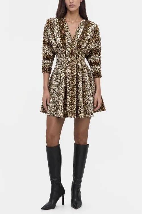 NOCTURNE Print Pleated Mini Dress