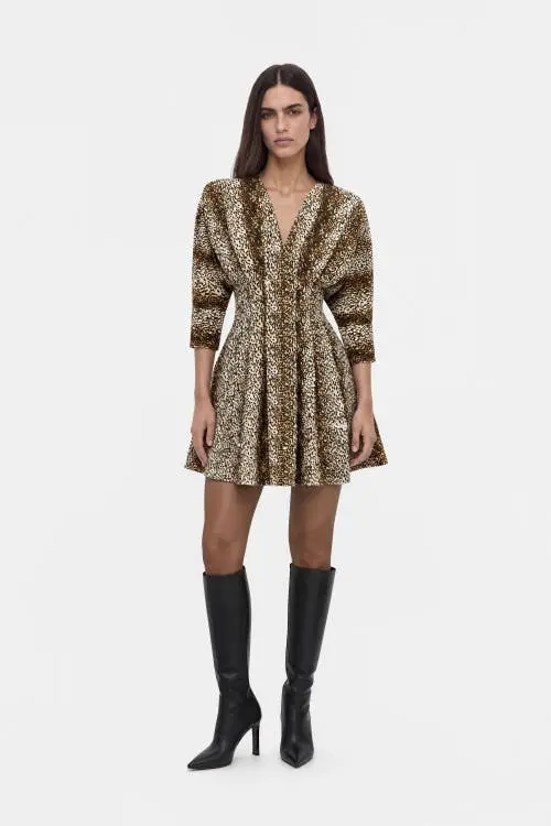 NOCTURNE Print Pleated Mini Dress