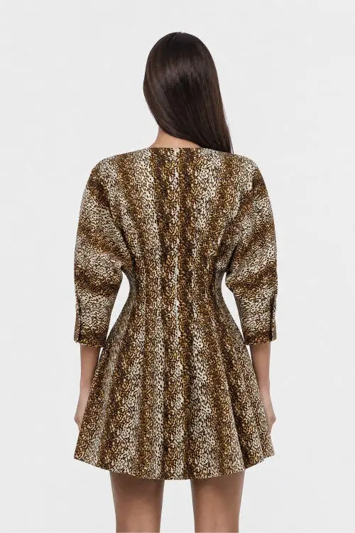 NOCTURNE Print Pleated Mini Dress