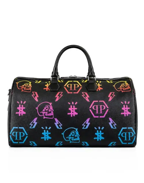 Philipp Plein Leather Travel Bag Rainbow Monogram