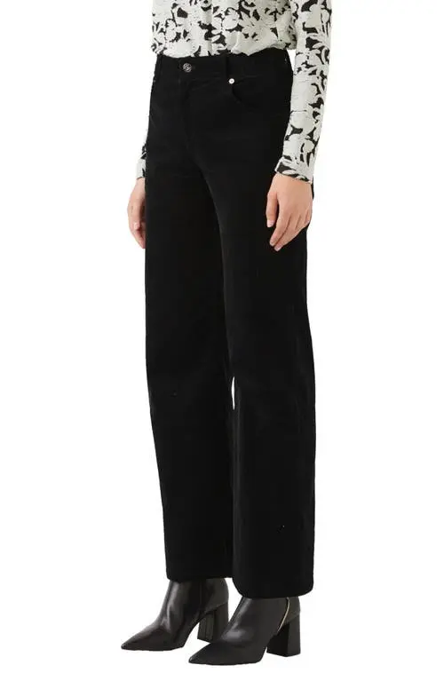 Karen Kane Corduroy High Waist Wide Leg Pants - Black