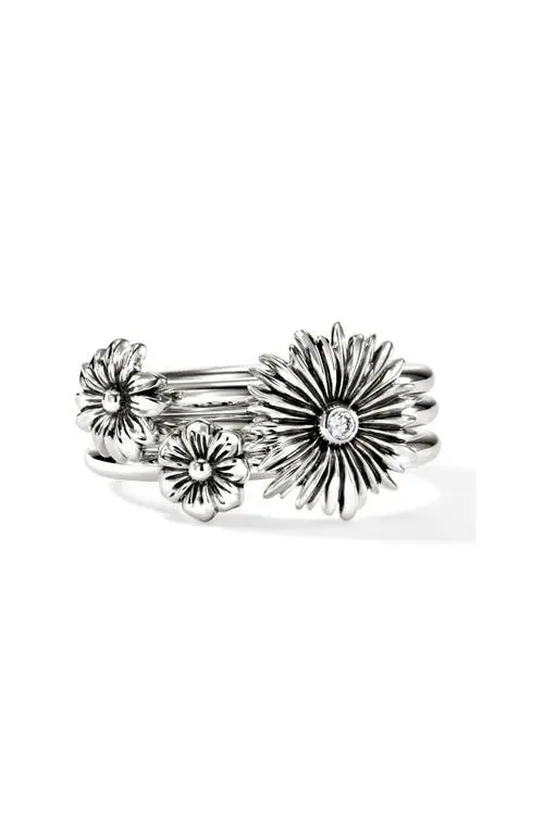 John Hardy B&f X Jh Wildflower Stacking Rings, Sterling Lab Grown Diamond