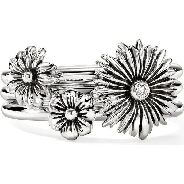 John Hardy B&f X Jh Wildflower Stacking Rings, Sterling Lab Grown Diamond - Silver